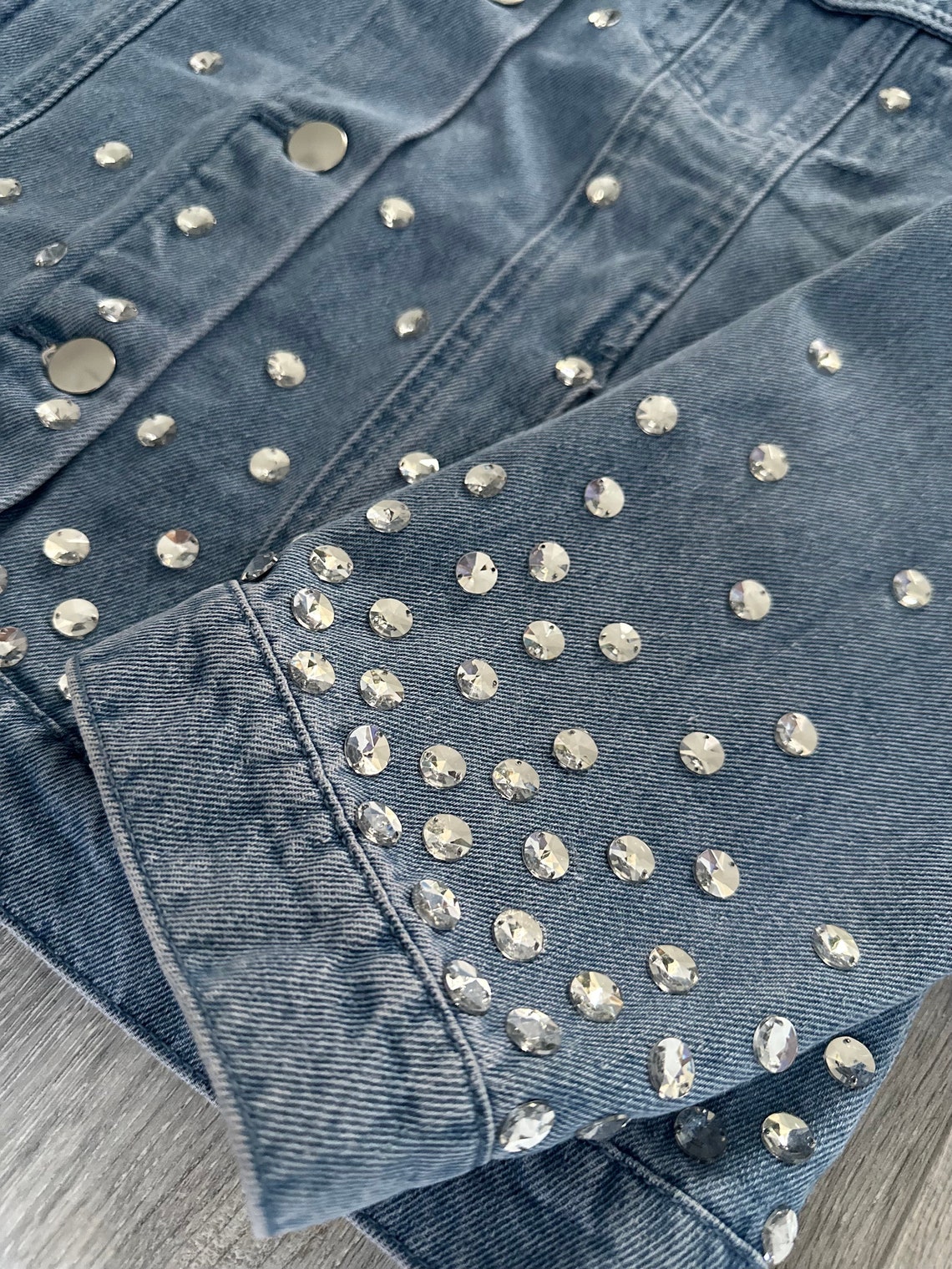 Scattered Crystal - Denim Jacket - Etsy