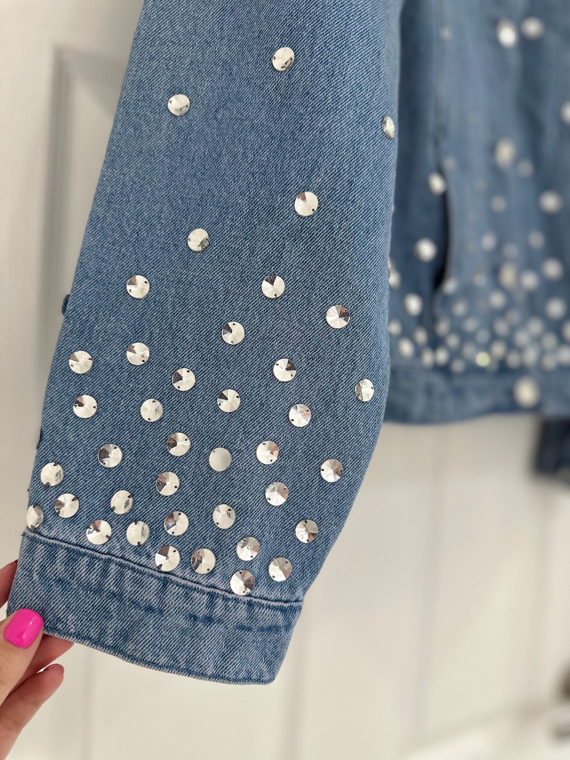 Scattered Crystal - Denim Jacket - Etsy