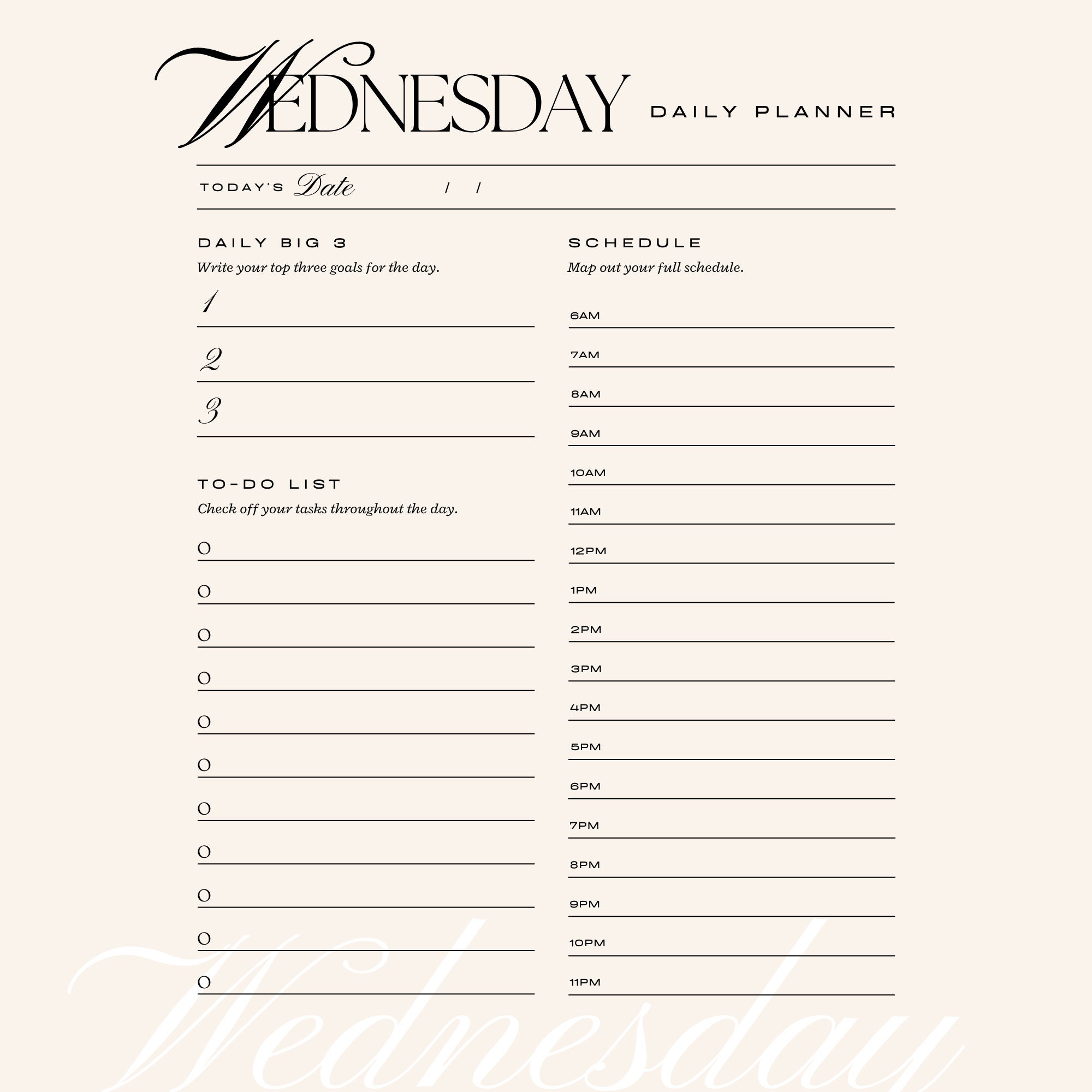 Weekly Day Planner Printable – Daily Weekly Schedule for Work ...