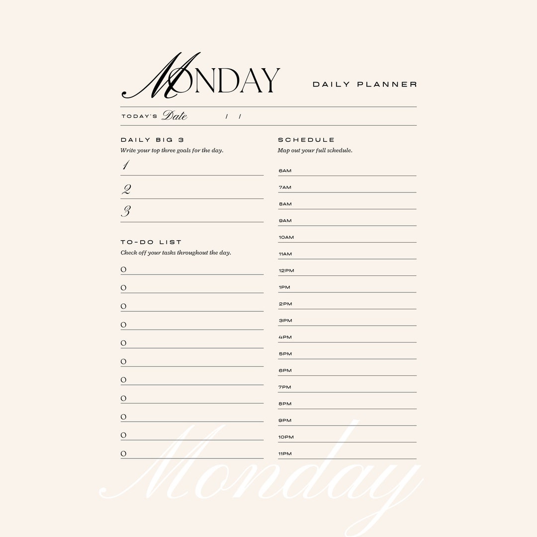 Weekly Day Planner Printable – Daily Weekly Schedule for Work ...