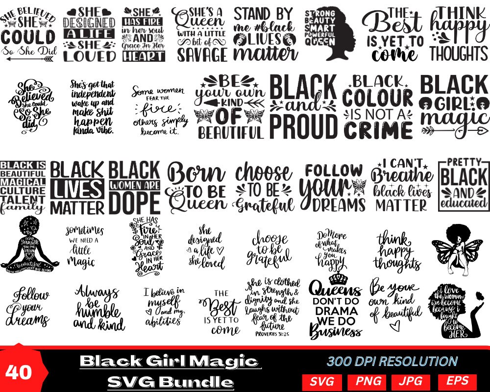 Magic Svg Black Woman Bundle Svg Afro Woman Svg Black Girl Etsy