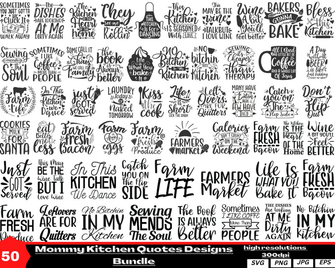 Kitchen Quotes SVG Bundle: Mommy Designs (digital Download) - Etsy