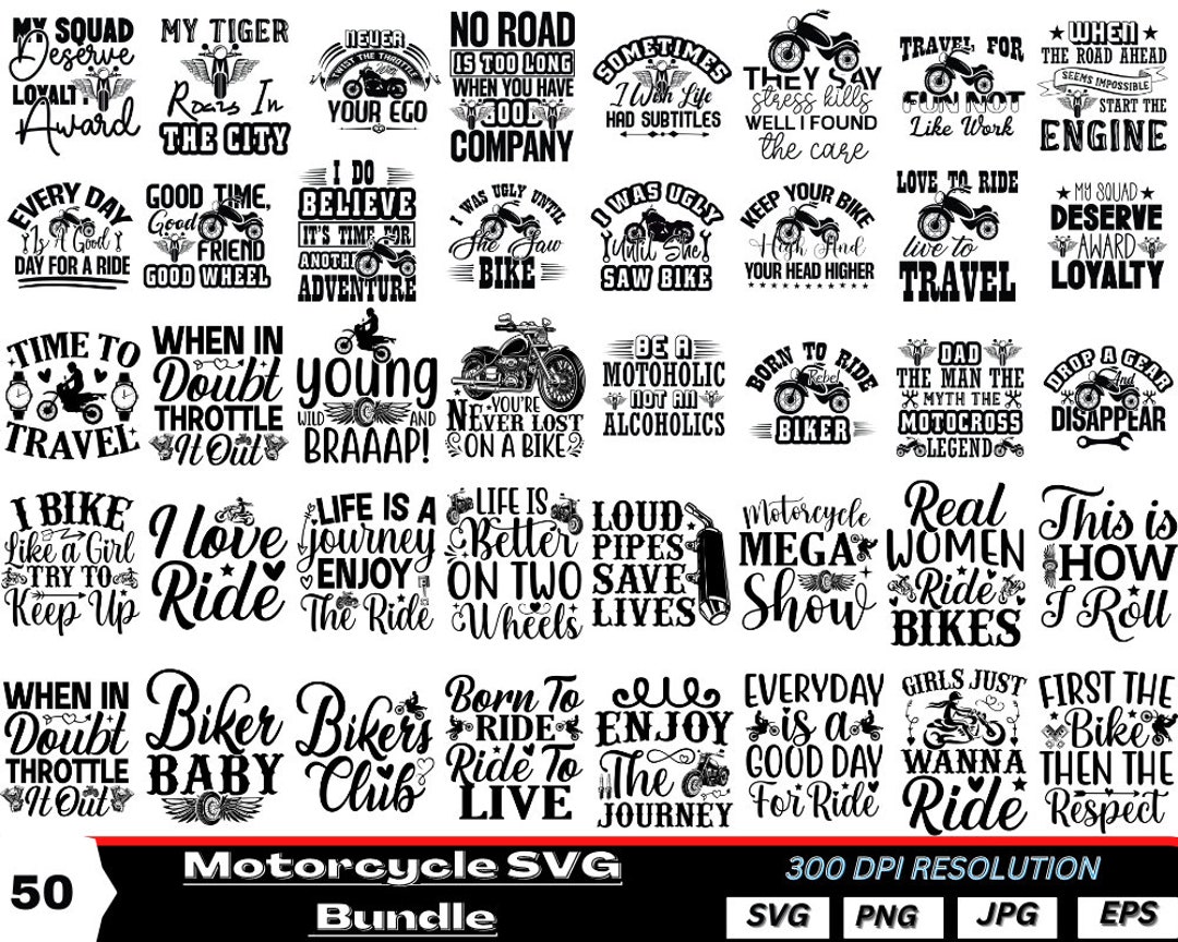 Motorcycle SVG Design Bundle: Funny Motorbike Clipart (digital Download ...