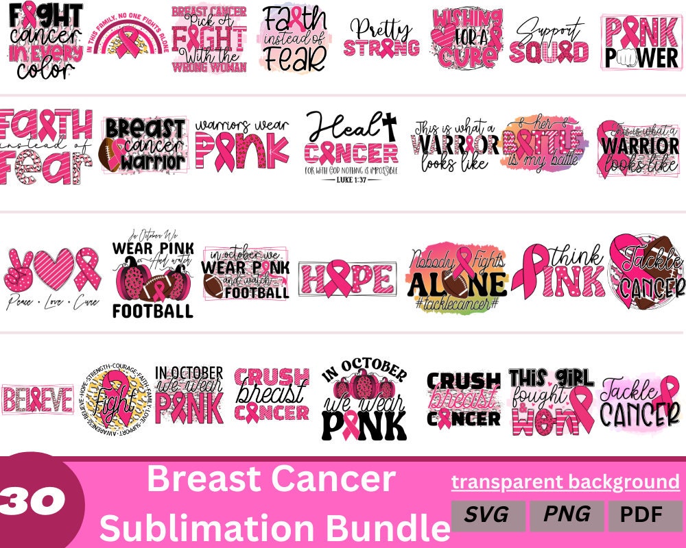 Breast Cancer Bundle Svg, Cancer Awareness Svg, Cancer Ribbon Svg ...
