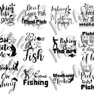 Fishing SVG Bundle: Fisherman Quotes, Fish Hook Design (digital ...