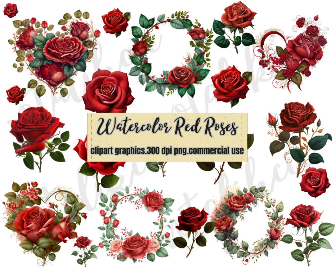 Watercolor Art Red Roses Clipart, Watercolor Png,watercolor Bouquet ...