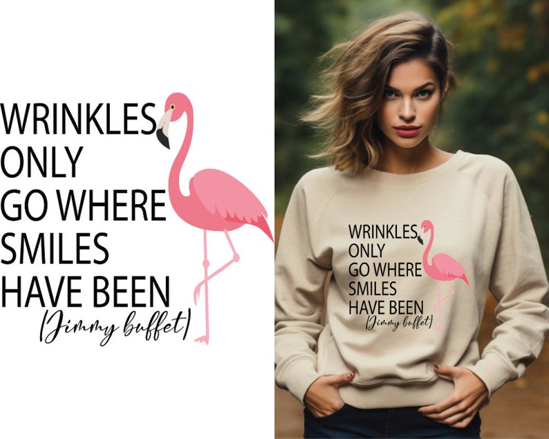 Flamingo Jimmy Buffett PNG, Immy Buffett Tee, Wrinkles Only Go Where ...