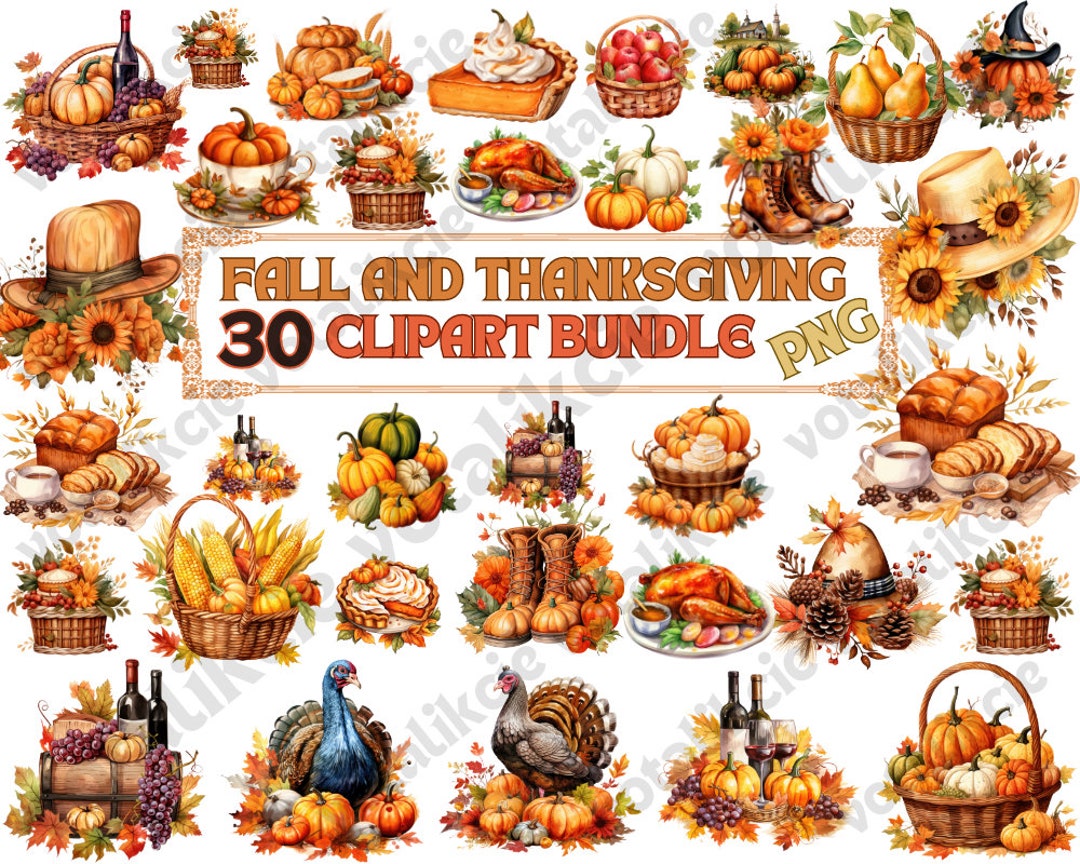 Thanksgiving Clipart PNG Bundle: Autumn Graphics (digital Download) - Etsy