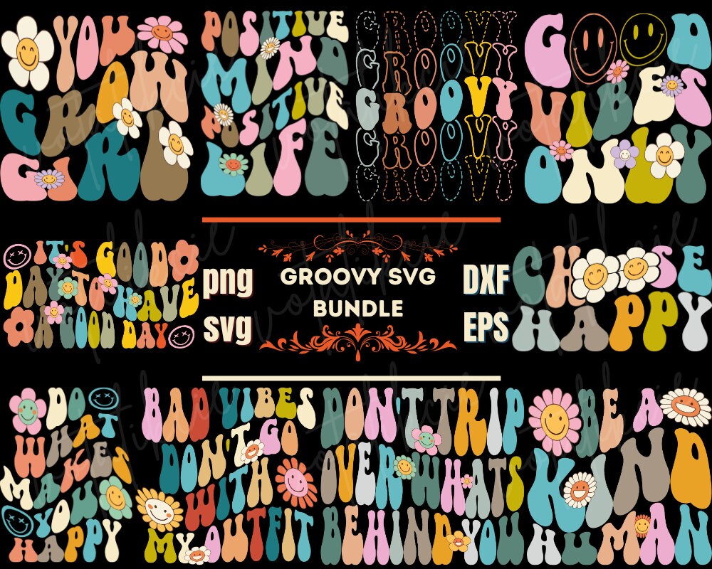 Groovy Svg Bundle, Inspirational Svg, Motivational Svg Files for Cricut ...