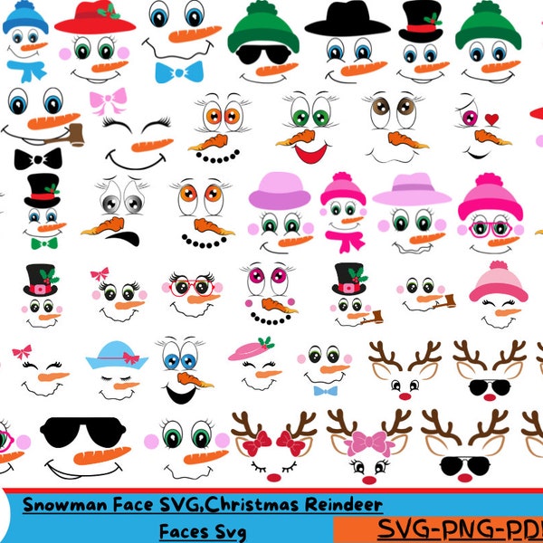 Snowman Faces Svg - Etsy