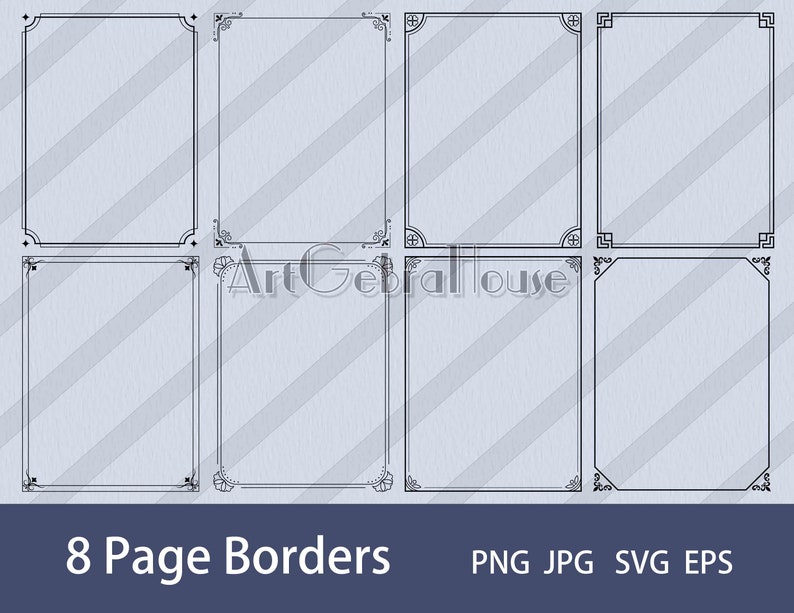 Digital Download/full Page Frame Borders Design/set of 8/4 Formats/art ...