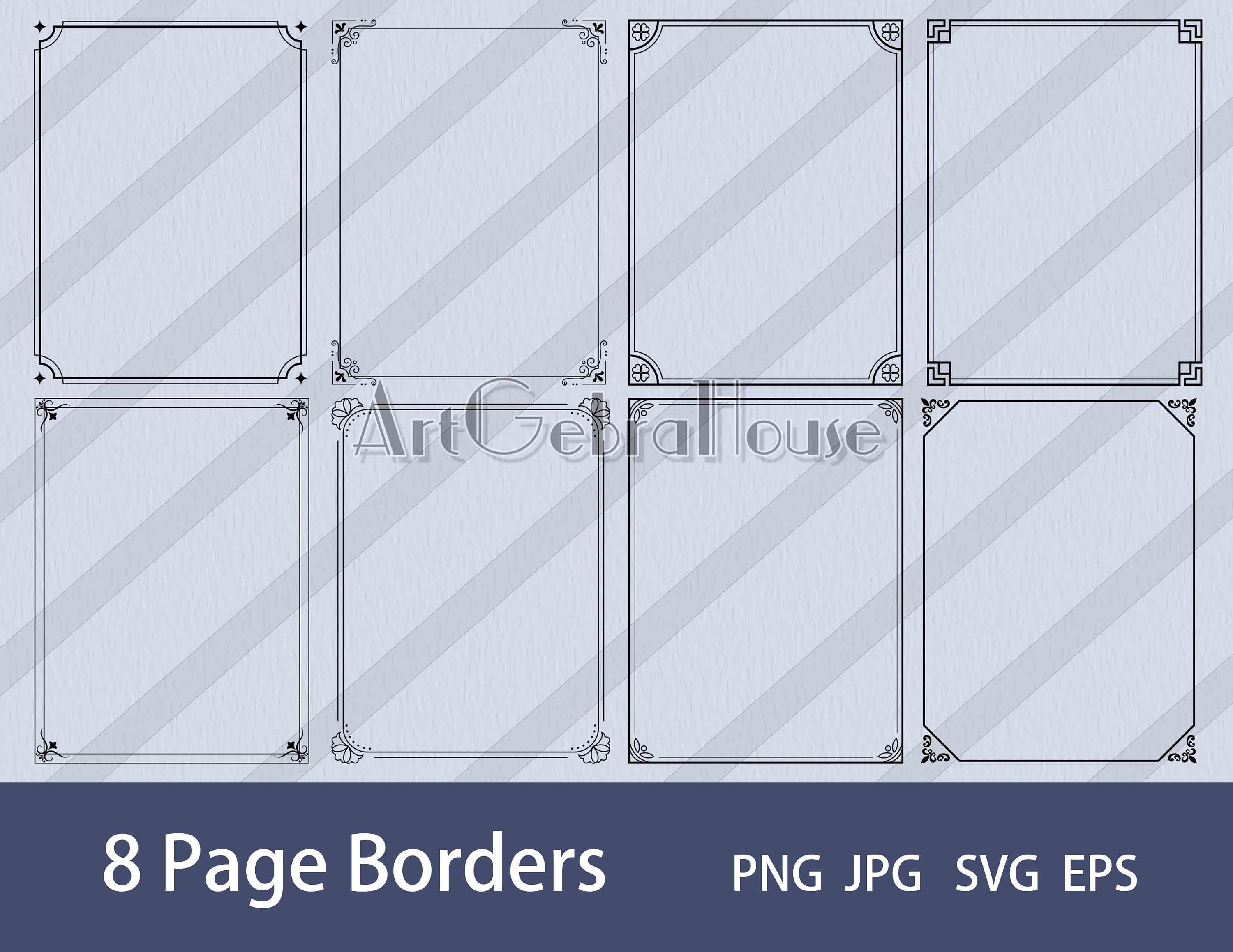 Digital Download/full Page Frame Borders Design/set of 8/4 Formats/art ...