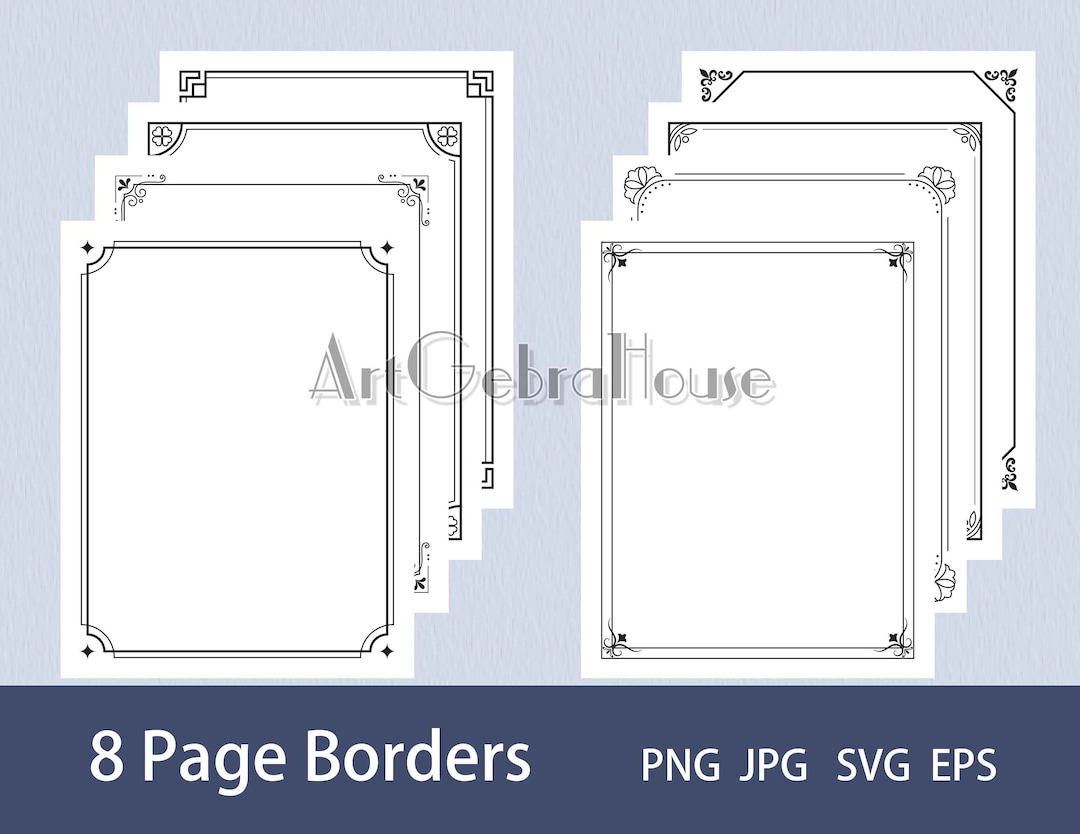 Digital Download/full Page Frame Borders Design/set of 8/4 Formats/art ...
