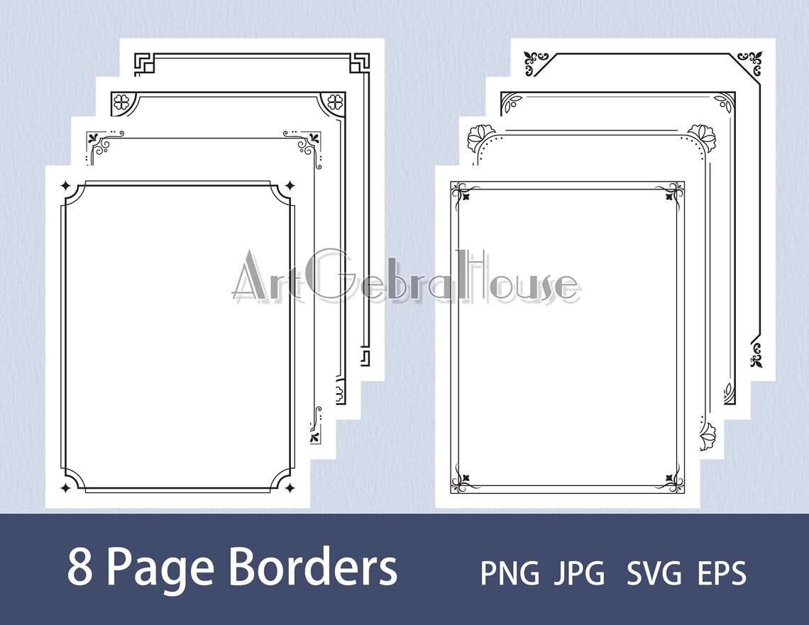 Digital Download/full Page Frame Borders Design/set of 8/4 Formats/art ...
