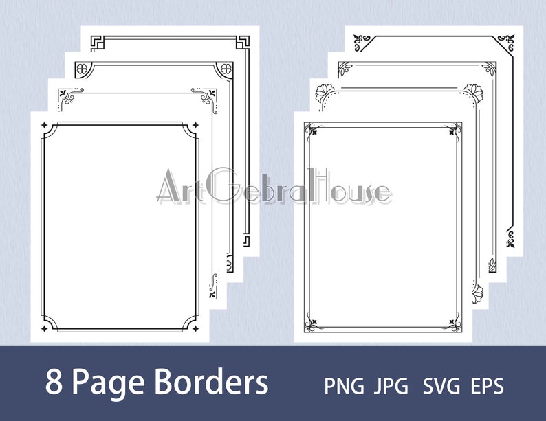 Digital Download/full Page Frame Borders Design/set of 8/4 Formats/art ...