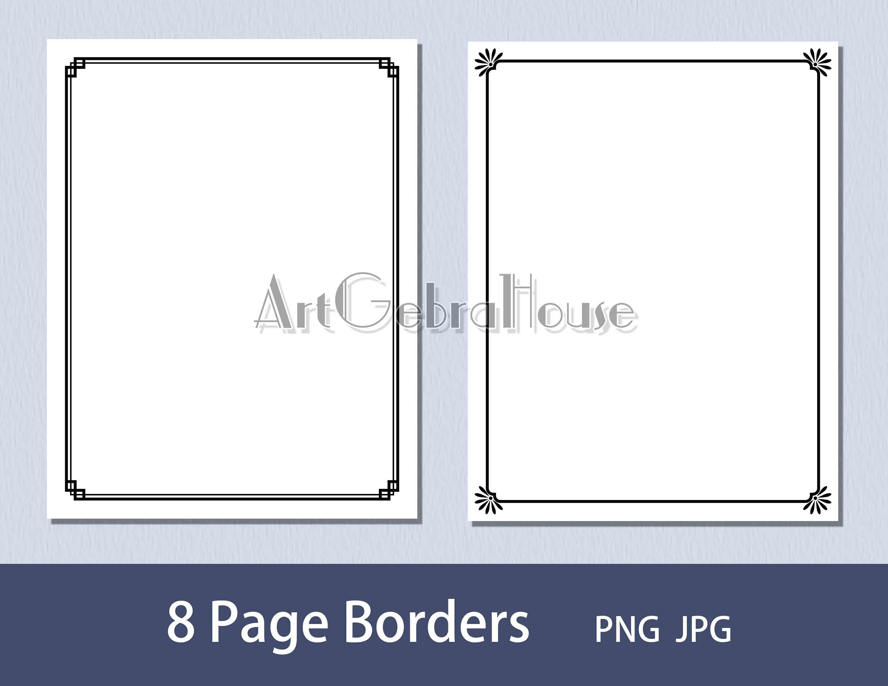 Digital Download/full Page Frame Borders Design/set of 8/art Patterns ...