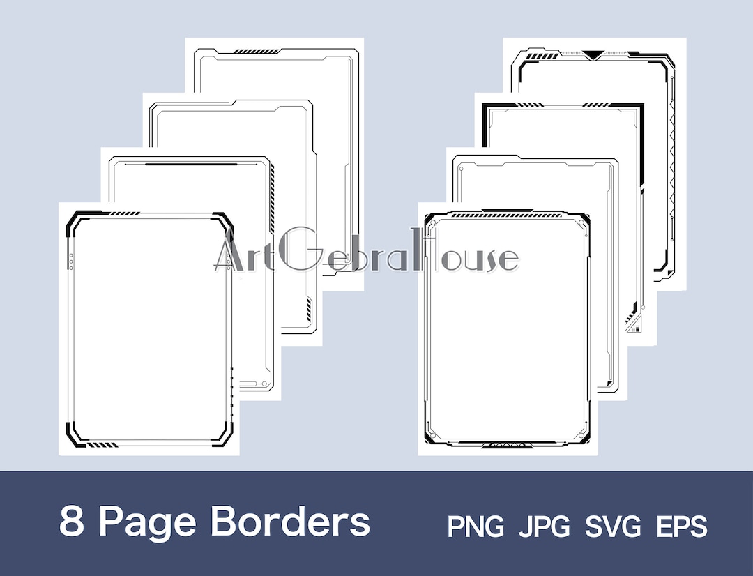17/tech and Mech/digital Download/full Page Frame Borders Design/set of ...