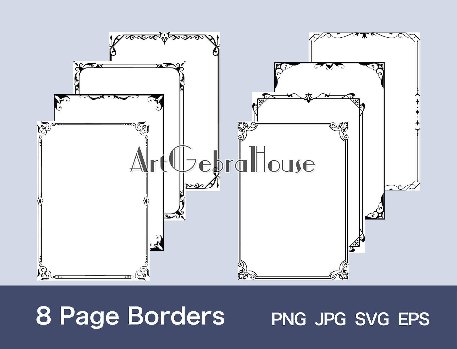 01/european Design/digital Download/full Page Frame Borders Design/set ...