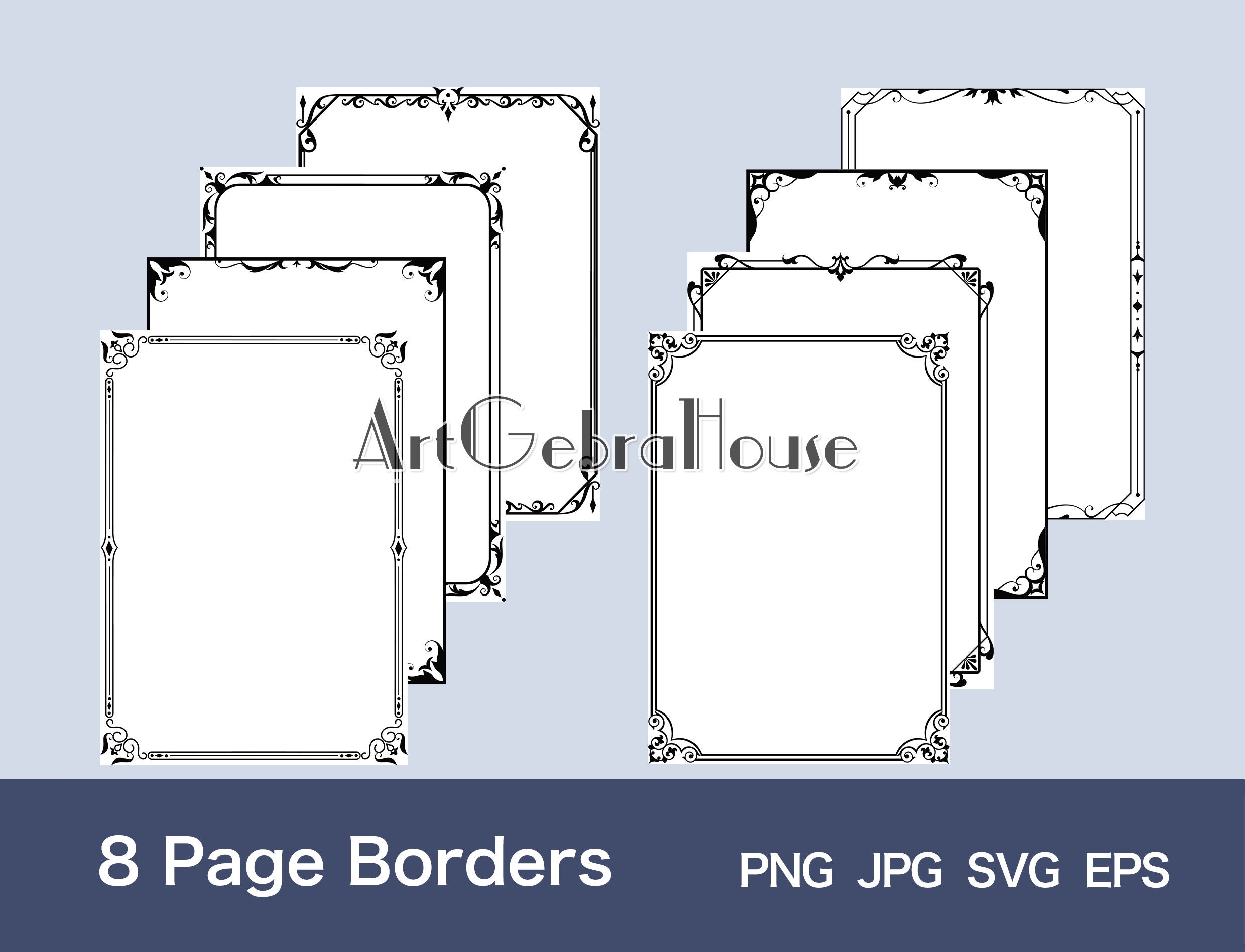 01/european Design/digital Download/full Page Frame Borders Design/set ...