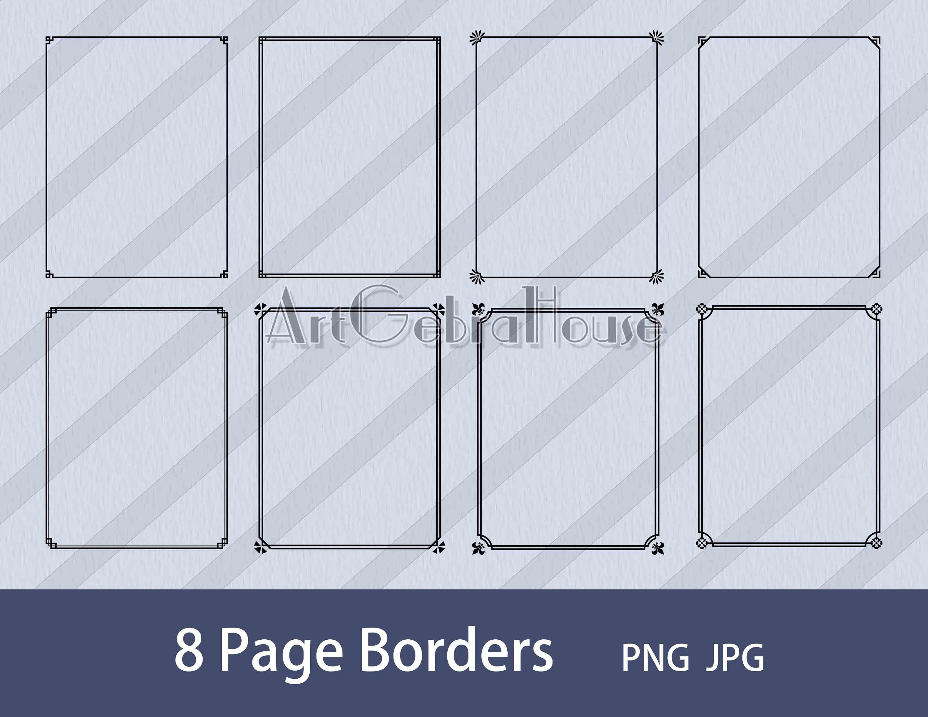 Digital Download/full Page Frame Borders Design/set of 8/art Patterns ...