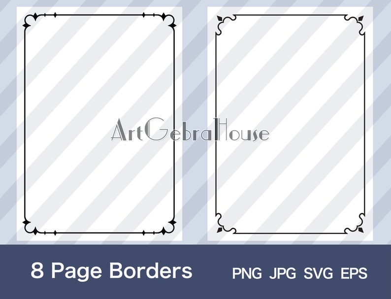 14/diamond/digital Download/full Page Frame Borders Design/set of 8/4 ...