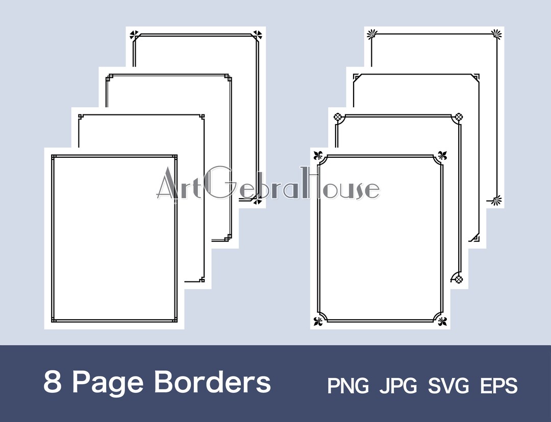 Digital Download/full Page Frame Borders Design/set of 8/art Patterns ...