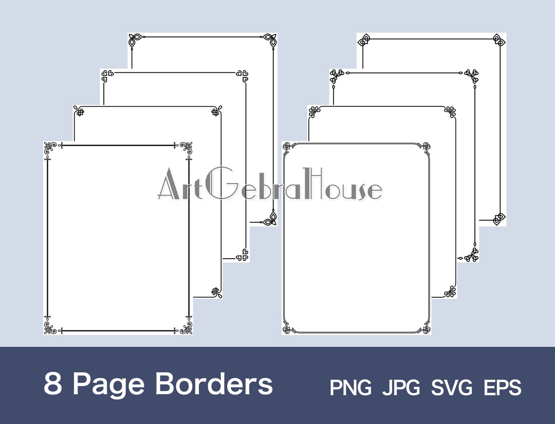 21/knot Design/digital Download/full Page Frame Borders Design/set of 8 ...