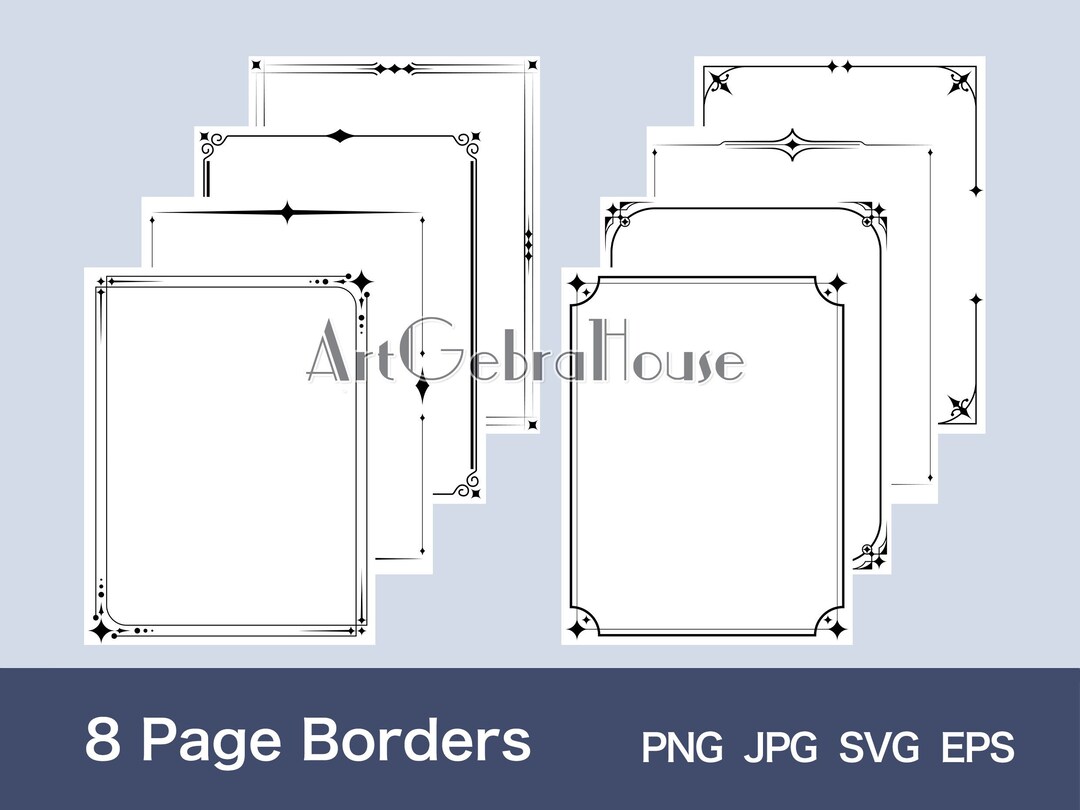09/stars/digital Download/full Page Frame Borders Design/set of 8/4 ...