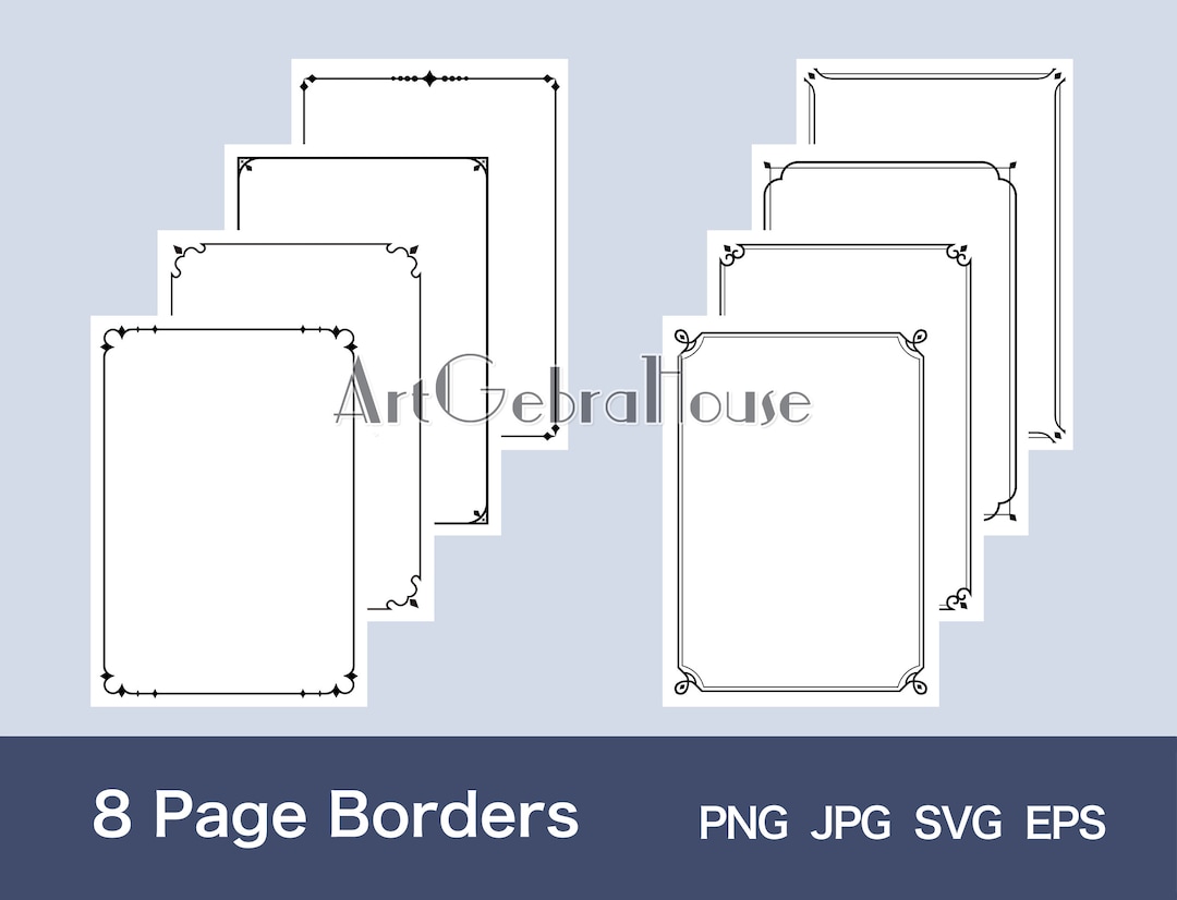 14/diamond/digital Download/full Page Frame Borders Design/set of 8/4 ...
