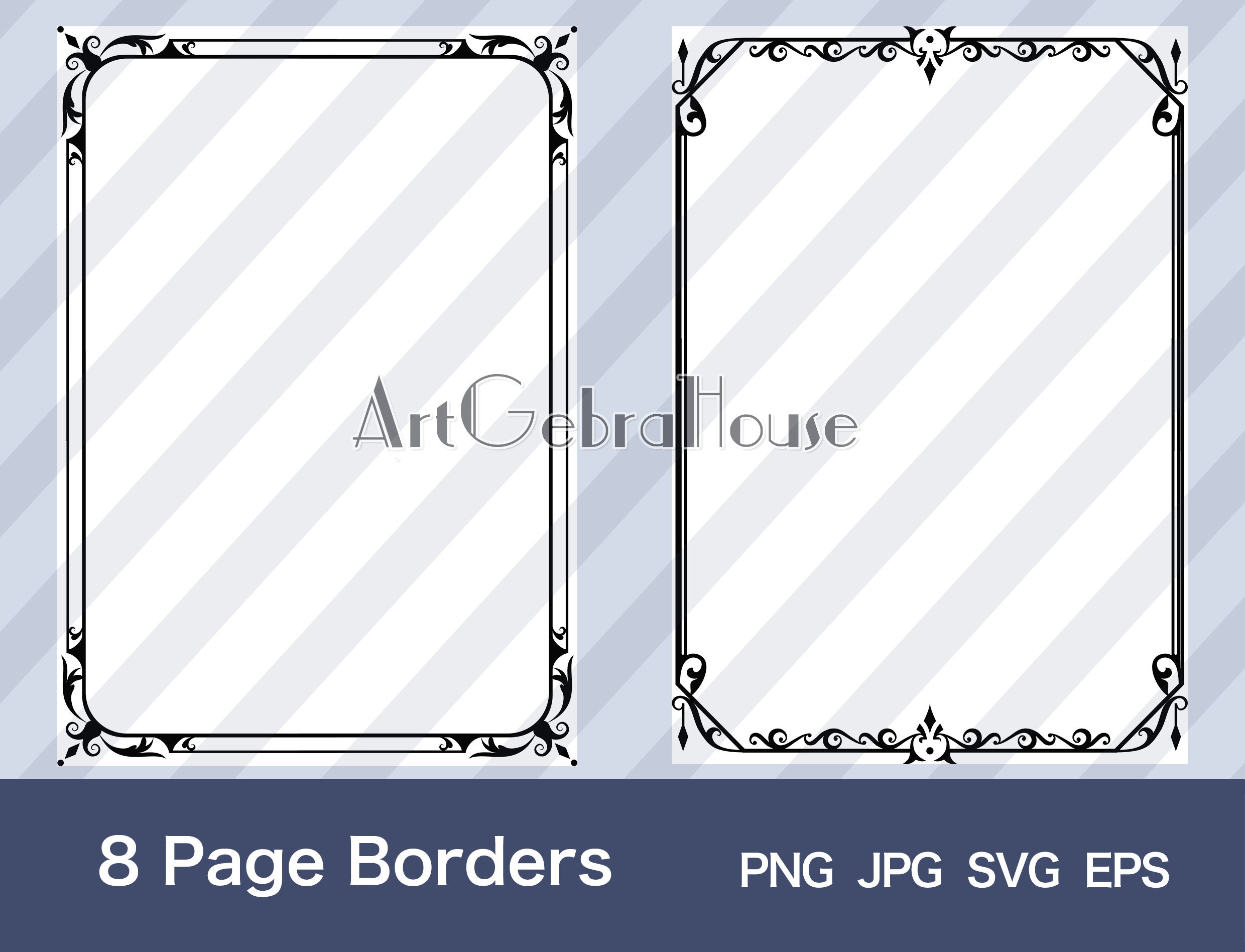 01/european Design/digital Download/full Page Frame Borders Design/set ...