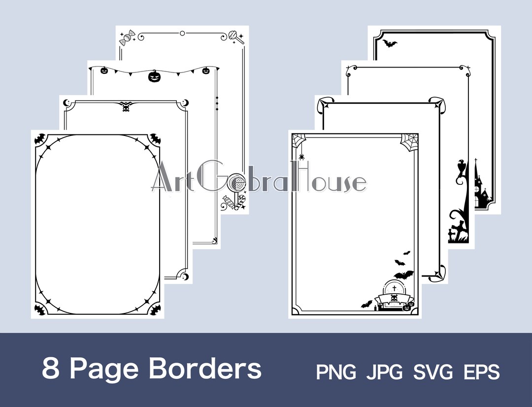 04/halloween/digital Download/full Page Frame Borders Design/set of 8/4 ...