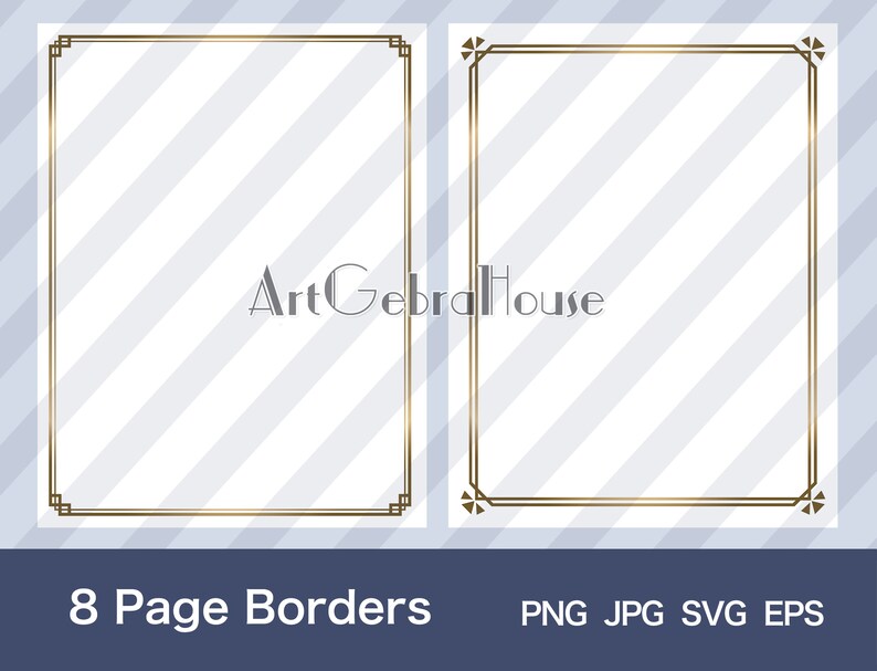 Digital Download/full Page Golden Frame Borders Design/set of 8/art ...