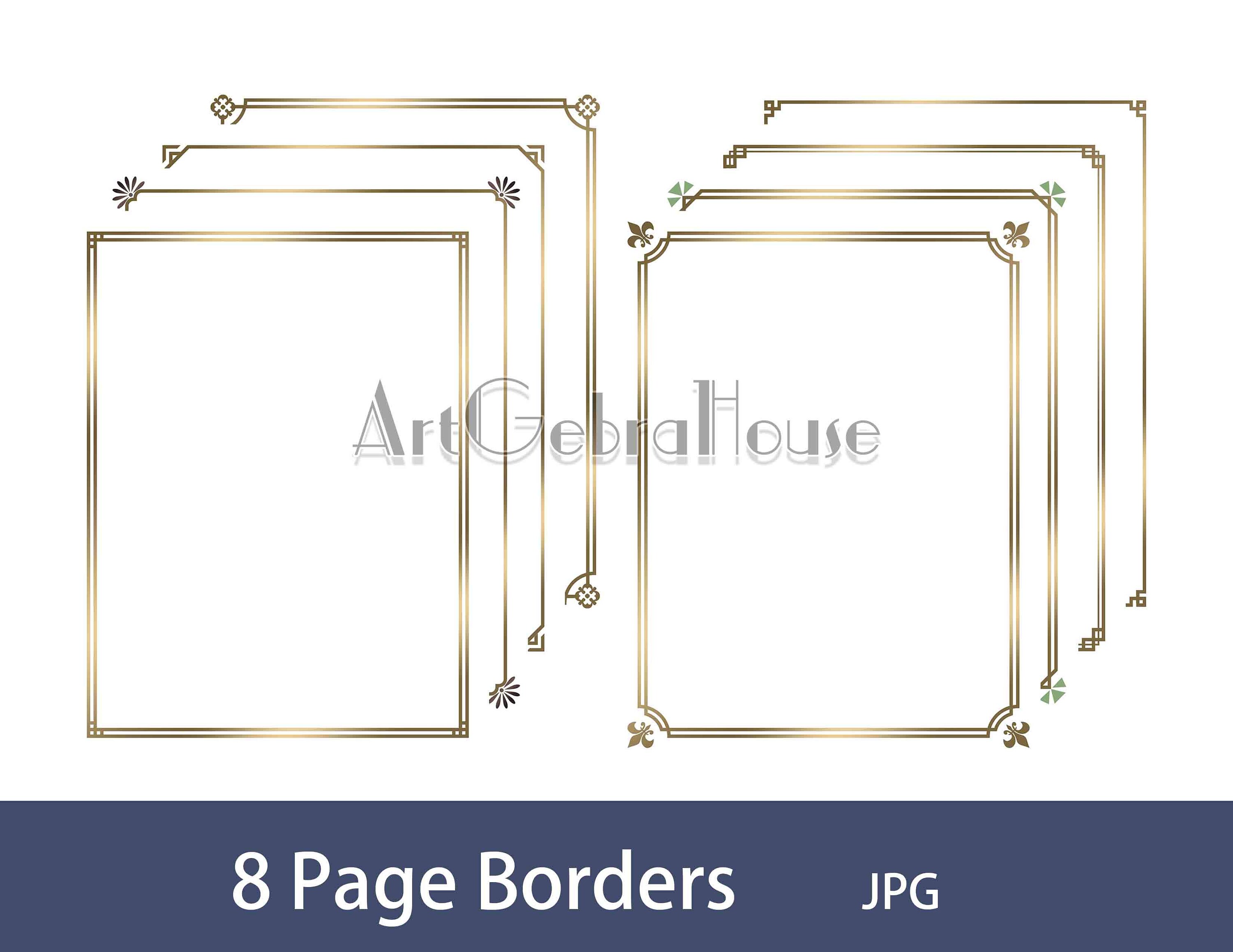 Digital Download/full Page Golden Frame Borders Design/set of 8/art ...