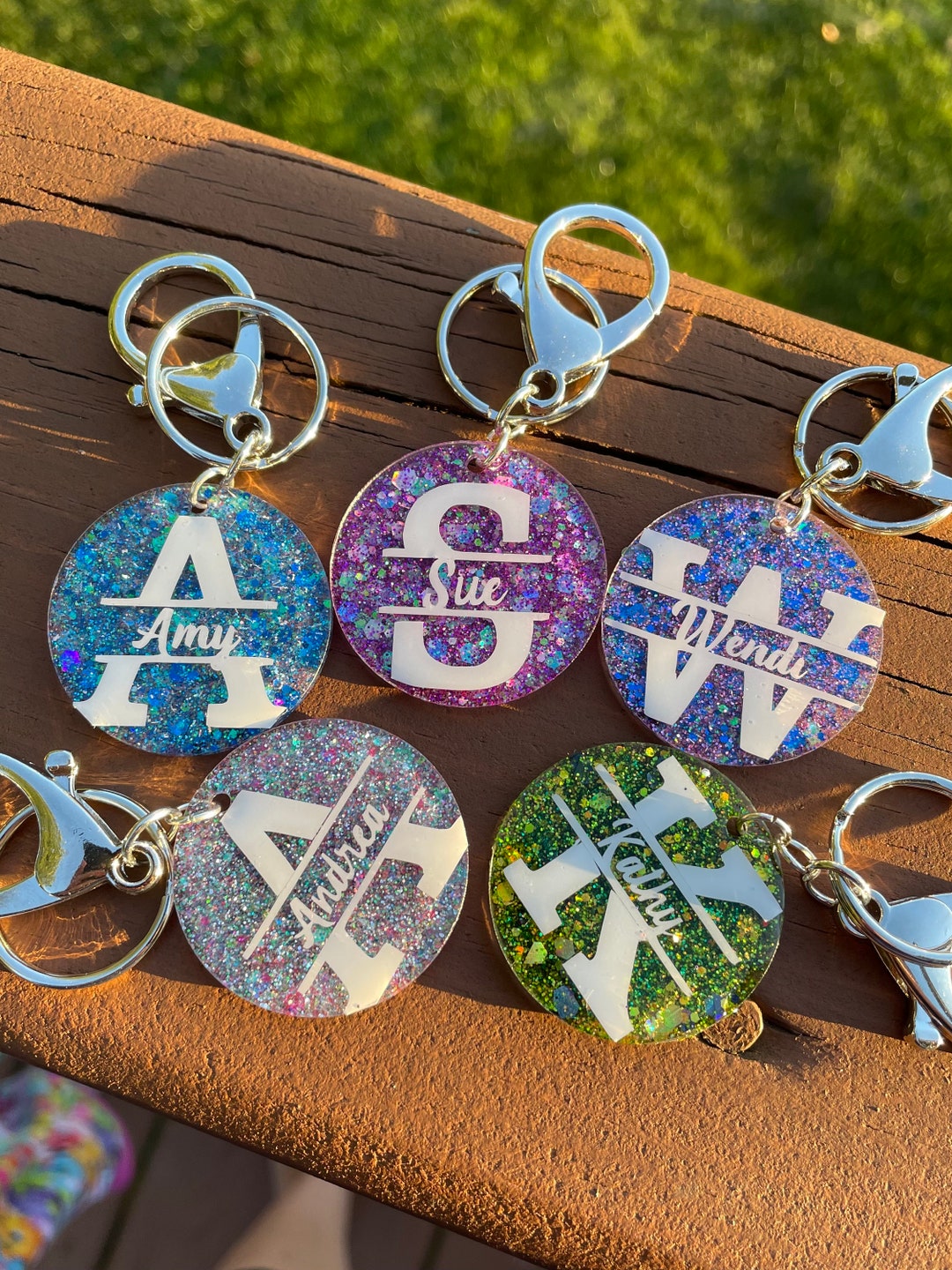 Personalized Glitter Keychain - Etsy
