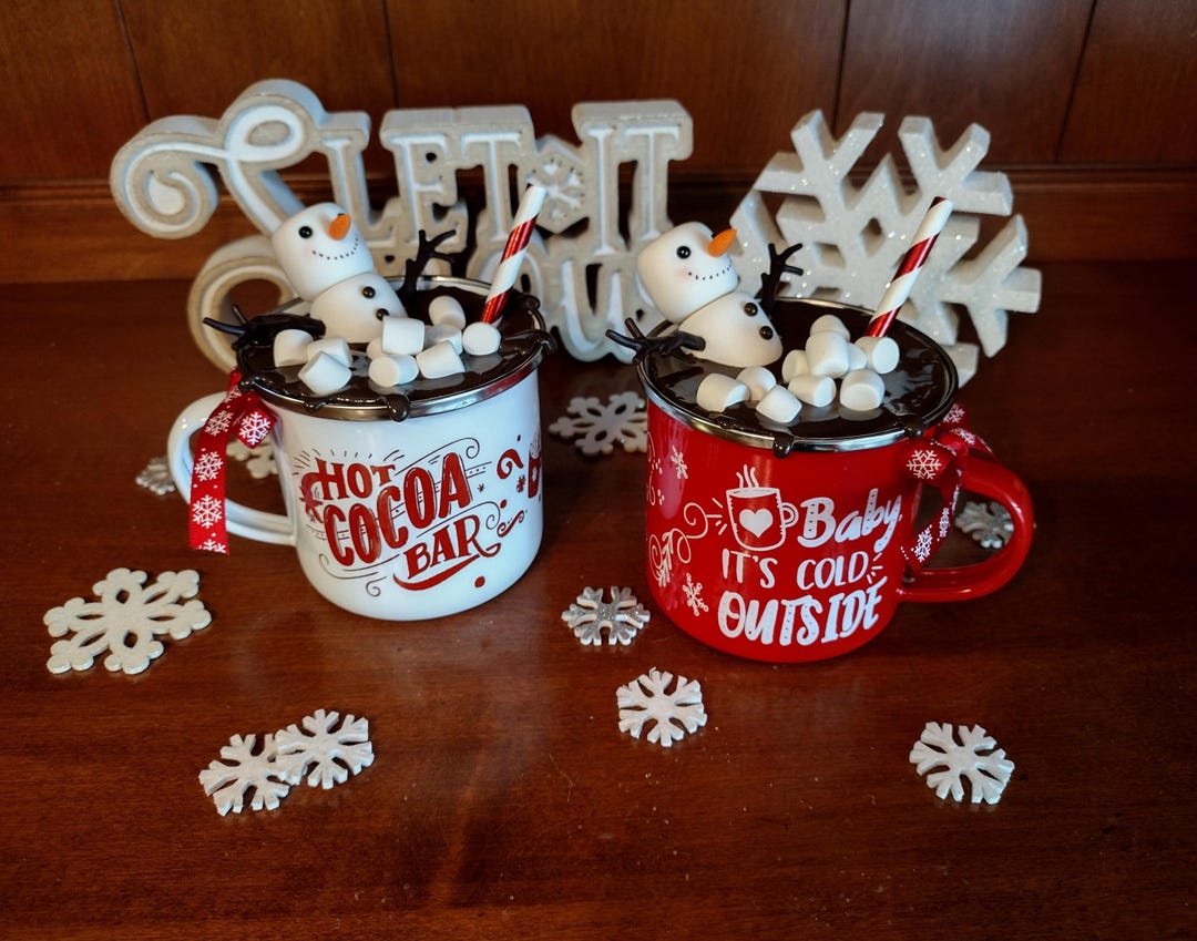 Faux Hot Chocolate / Hot Cocoa Mug With Marshmallow Snowman for Winter ...