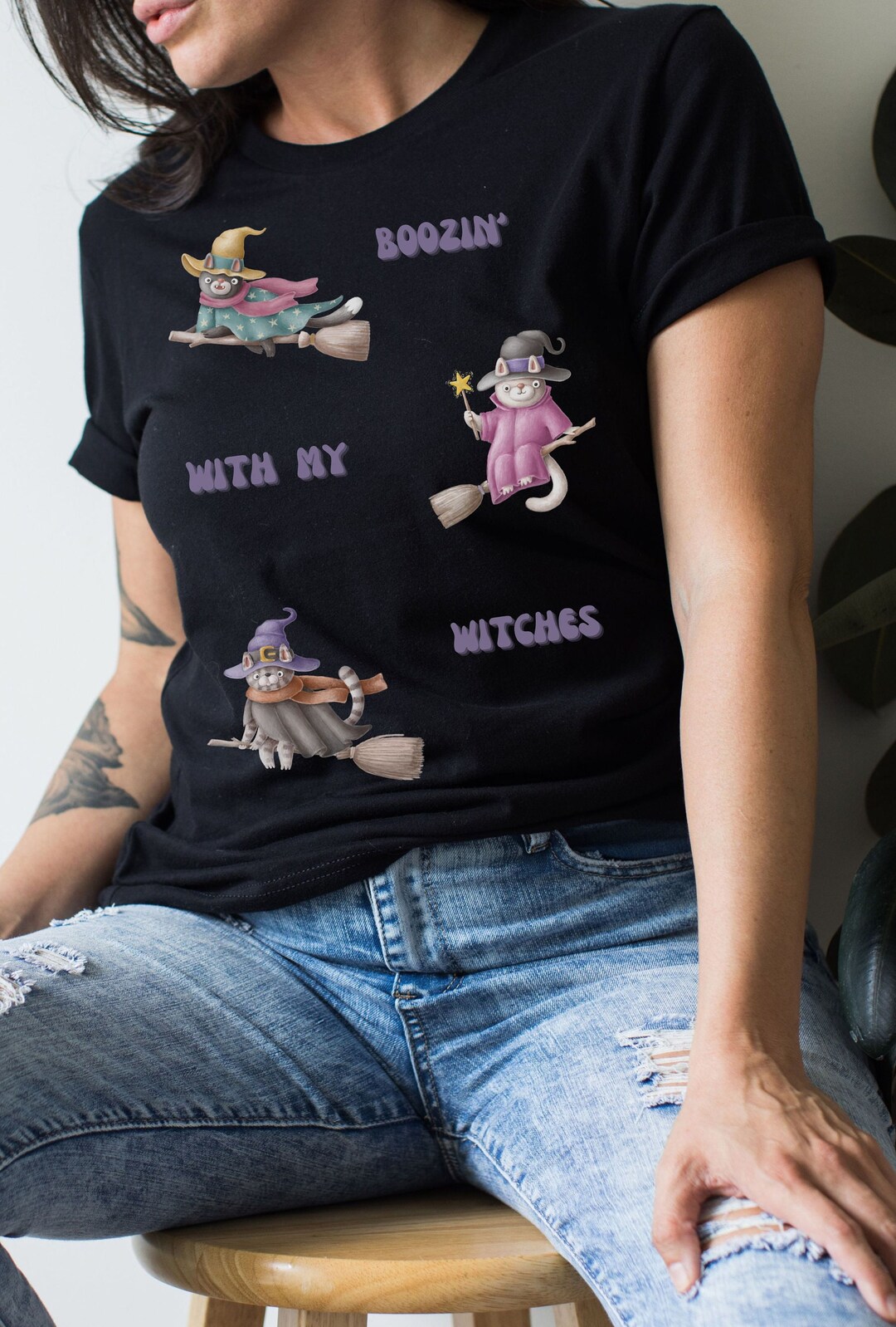 Boozin' With My Witches, Halloween Cats, Flying Brooms, Cute Cat Witch ...