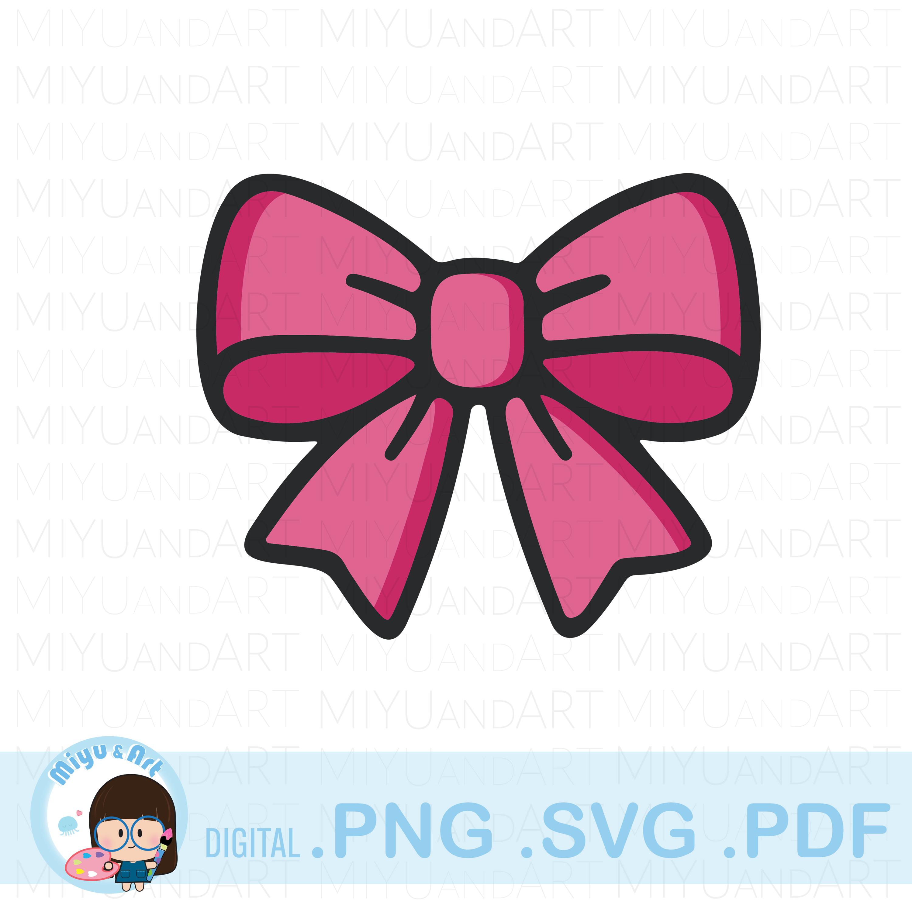 Decorative Pink Ribbon Bow Illustration | Digital Download .svg .png ...