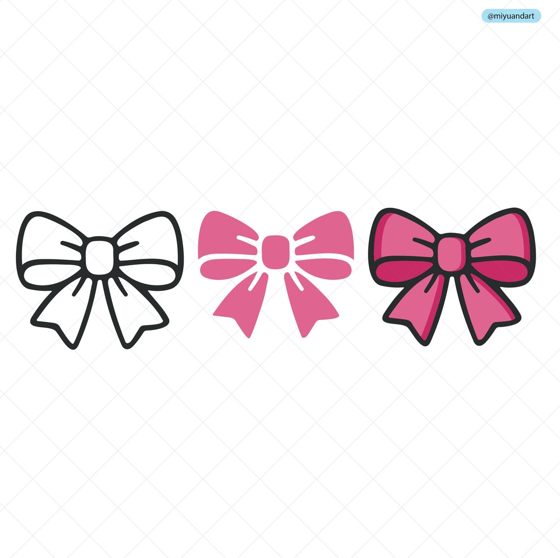Decorative Pink Ribbon Bow Illustration Digital Download .svg .png .jpg ...