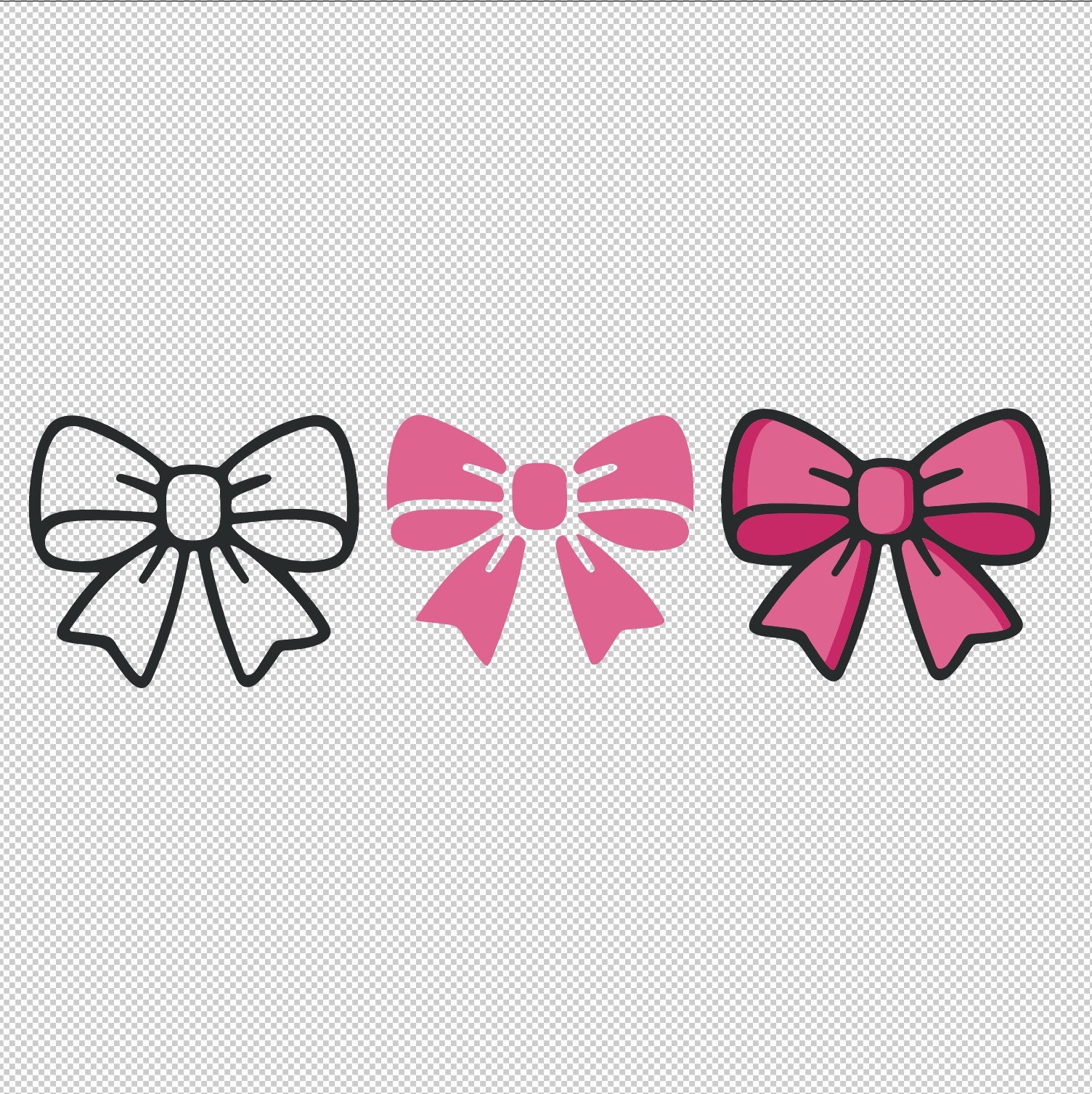 Decorative Pink Ribbon Bow Illustration | Digital Download .svg .png ...