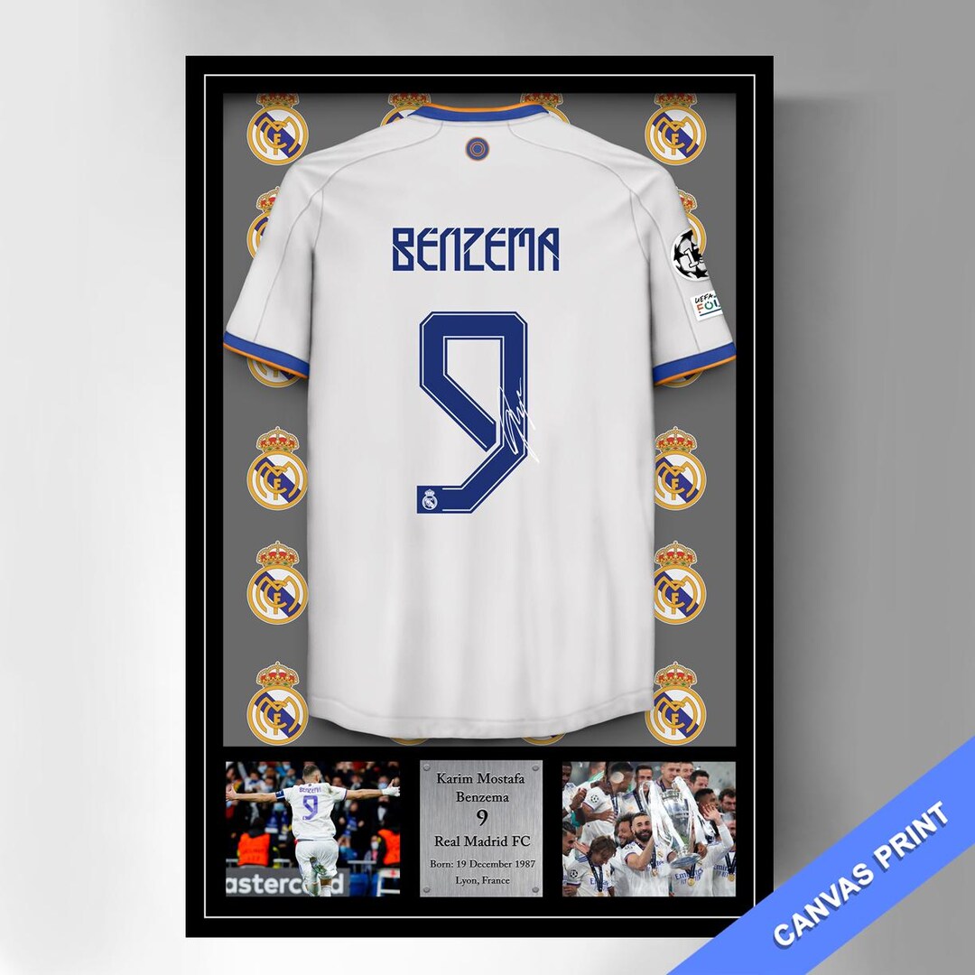 Karim Benzema - Canvas Print Signed Madrid Jersey / Kit (canvas Print ...