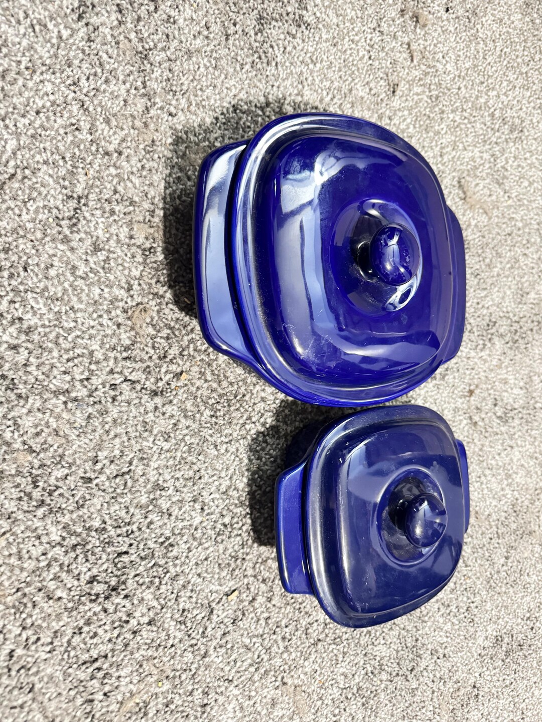 Chantal Lot Cobalt Blue Glazed Ceramic 2 Hand Crafted Rectangle Baking ...