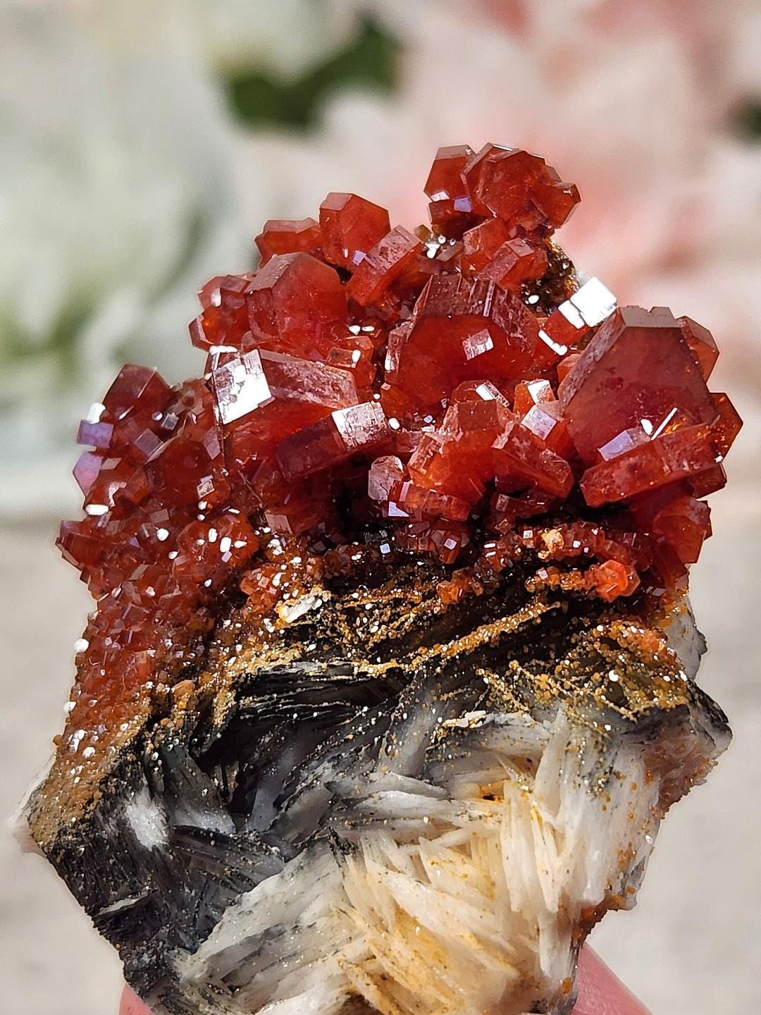 JUICY RAW RED Vanadinite on Barite With Goethite B - Exquisite ...