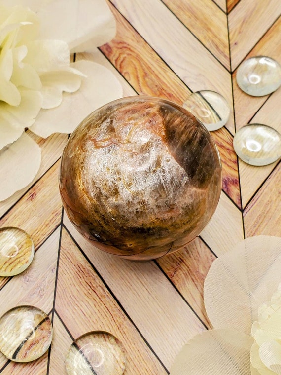 Glittering Black Moonstone Sphere - Etsy