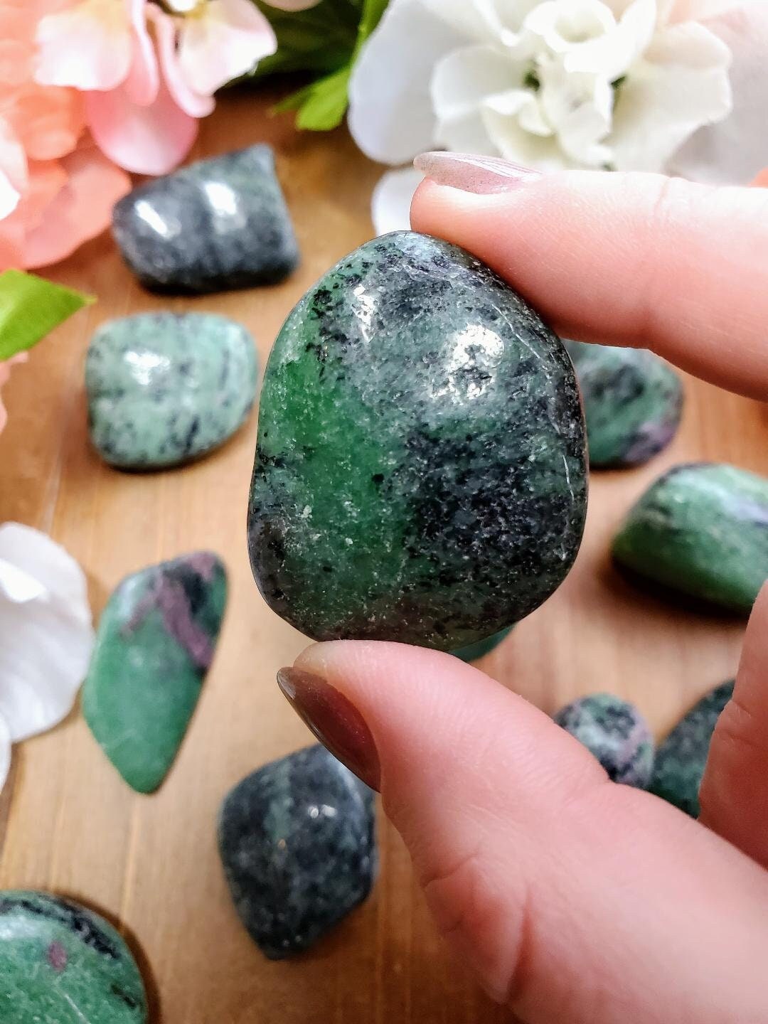 BEAUTIFUL XL Red Ruby in Green Zoisite Crystal Tumble Chakra Stone - Etsy