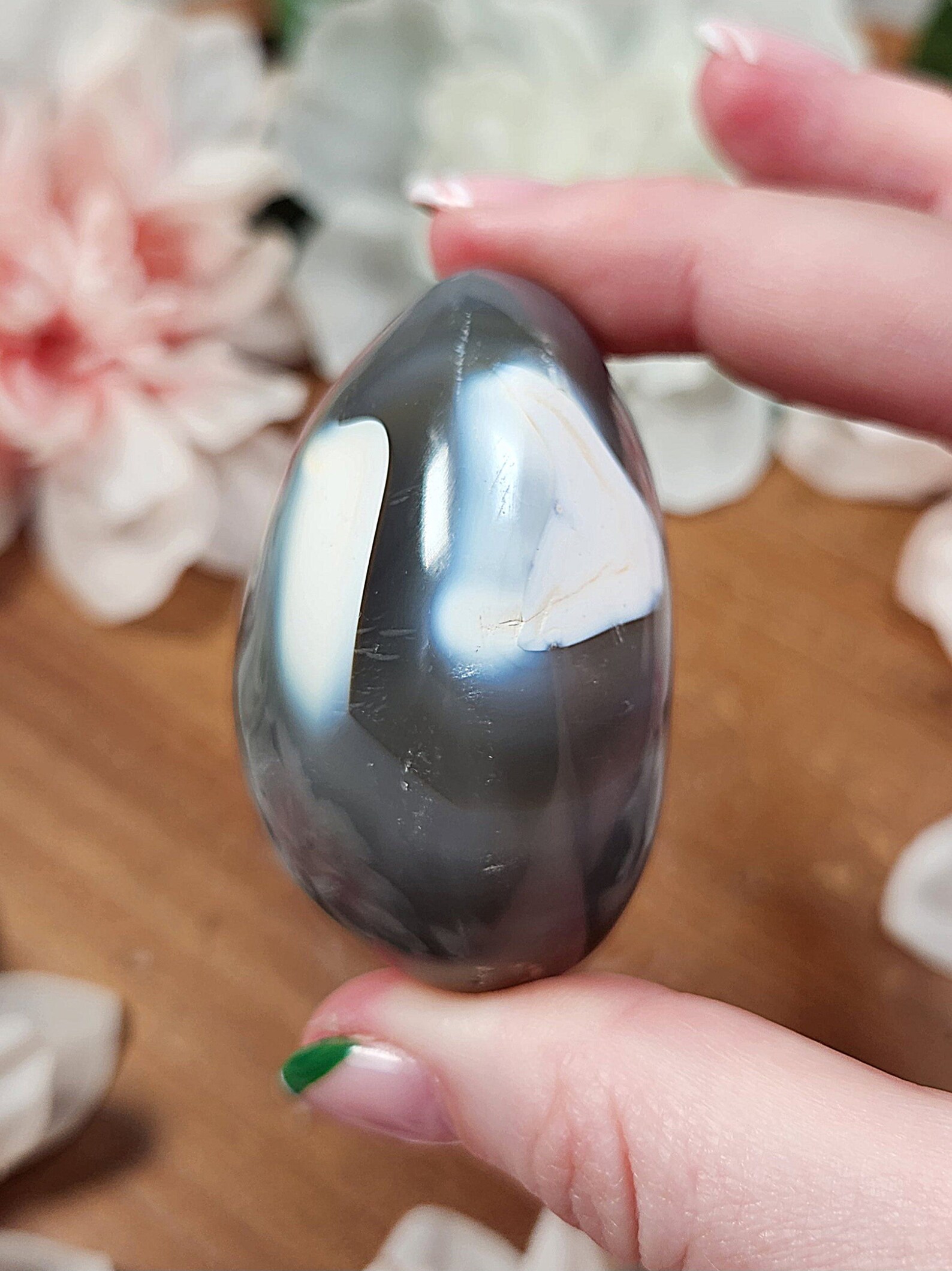 BEAUTIFUL Black & White Orca Agate Pocket Stone Palmstone Crystal I - Etsy