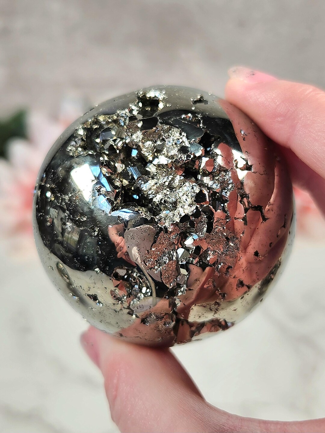 HQ LUSTROUS DRUZY Peruvian Pyrite Crystal Sphere B - Manifestation ...