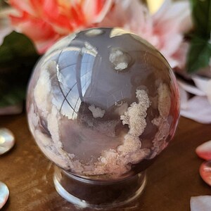 HIGH QUALITY AAA Black Flower Agate Sphere - Etsy