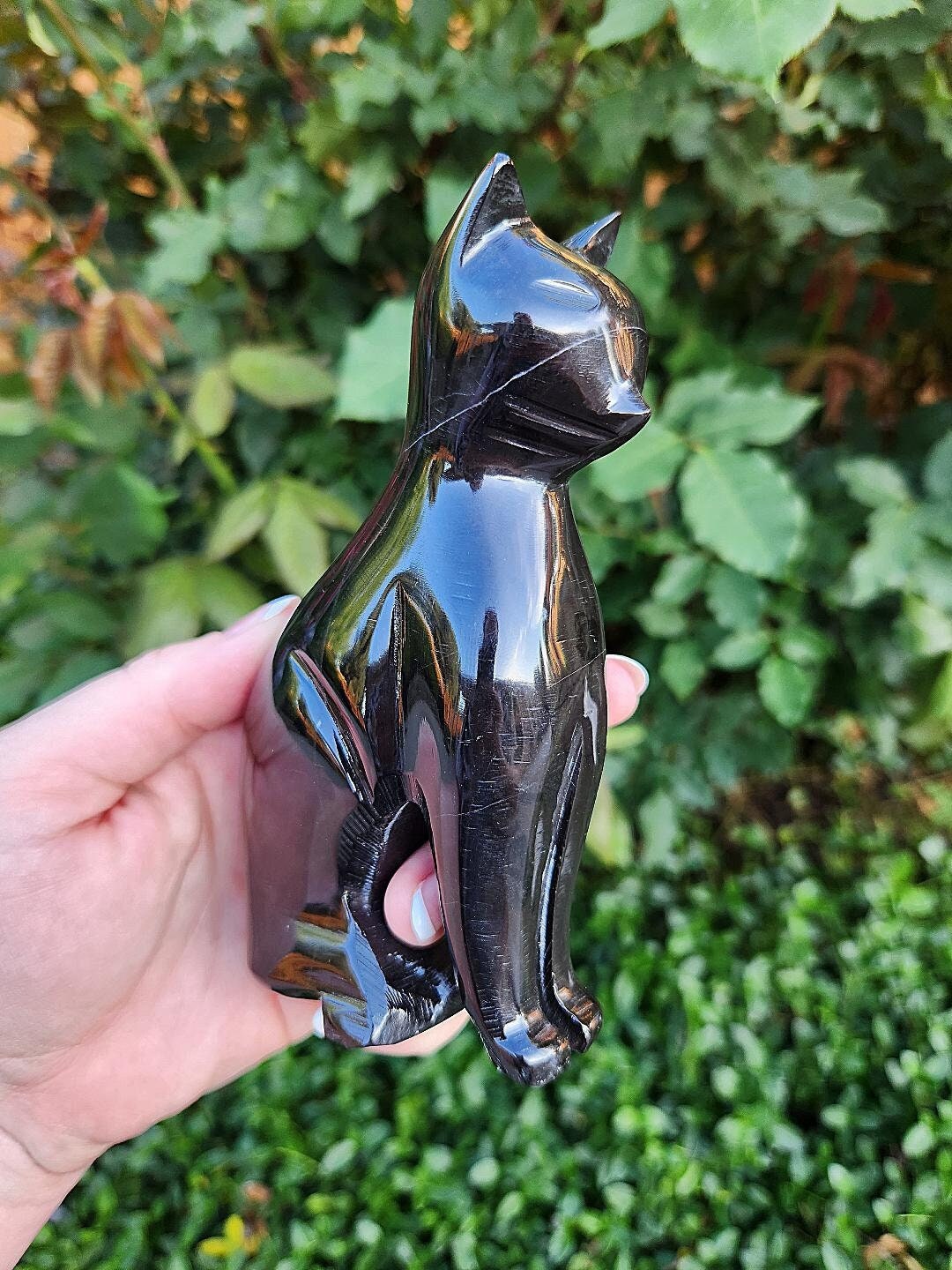 STUNNING Black Marble Cat Sculpture Medium - Etsy
