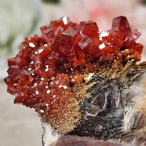 JUICY RAW RED Vanadinite on Barite With Goethite B - Exquisite ...