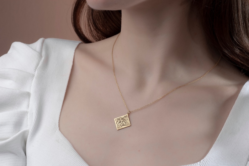 Personalized Qr Code Necklace Custom Scannable Qr Code Jewelry Etsy